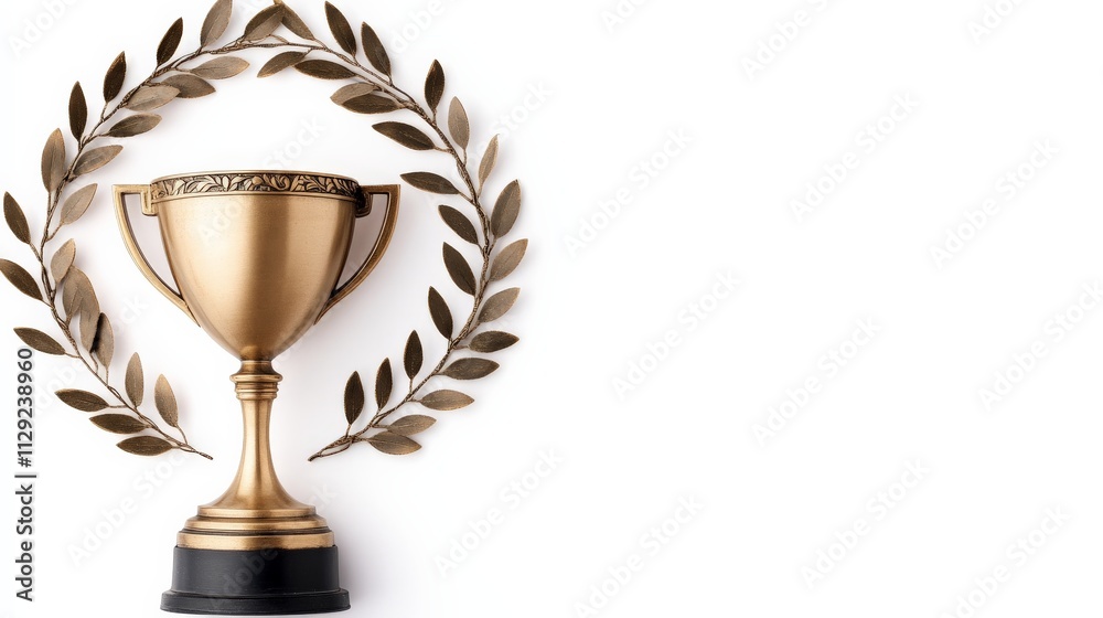 Golden Trophy with Laurel Wreath: A symbol of victory and achievement ...