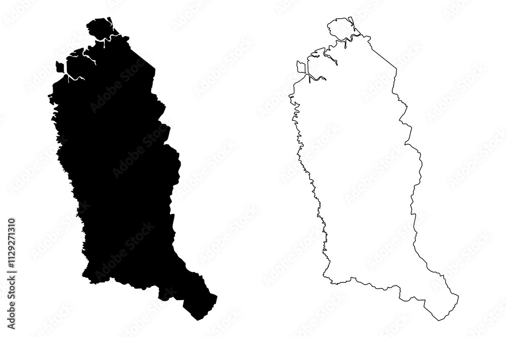 Temburong District (Nation of Brunei, the Abode of Peace, Borneo island) map vector illustration ...