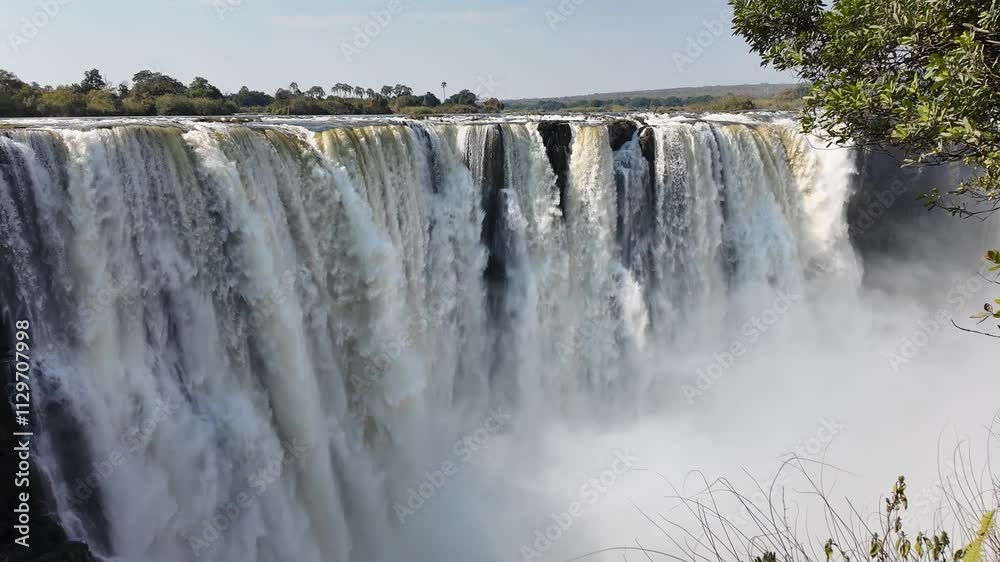 Victoria Falls At Livingstone Northern Rhodesia Zambia. Powerful ...