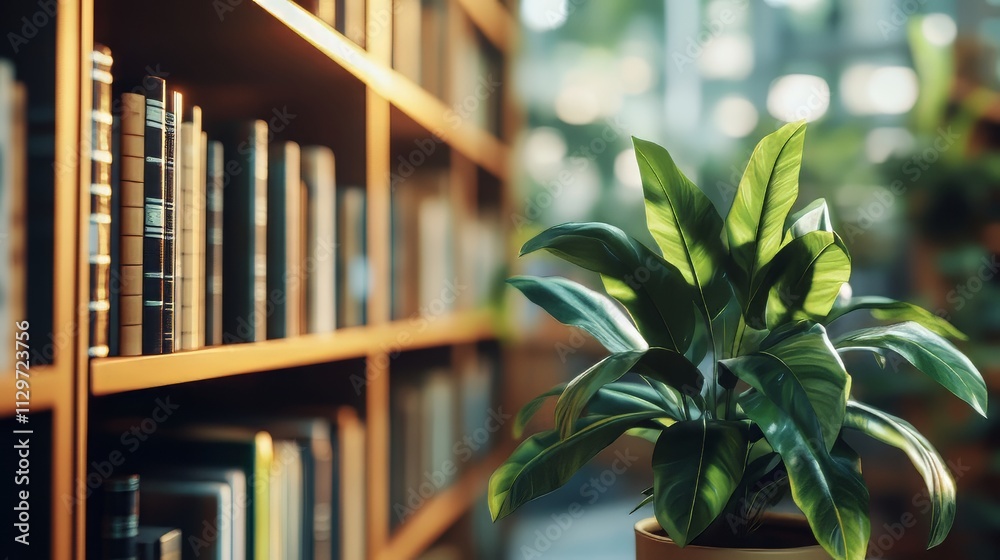Blur background of book shelf in library space filled with books and ...