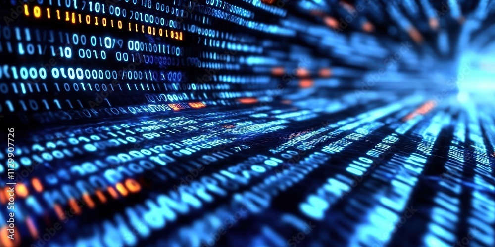 Abstract Digital Background with Flowing Binary Code for Technology and ...