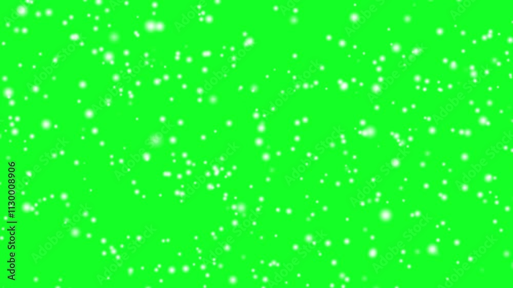 Isolated falling snow on green screen, animation is a pack of snow ...