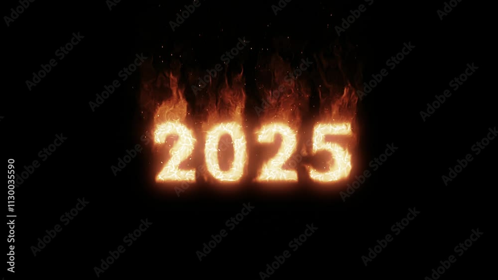 2025 is on Fire. Happy New Year 2025 Burning. 2025 Fire Animation 素材庫影片 ...