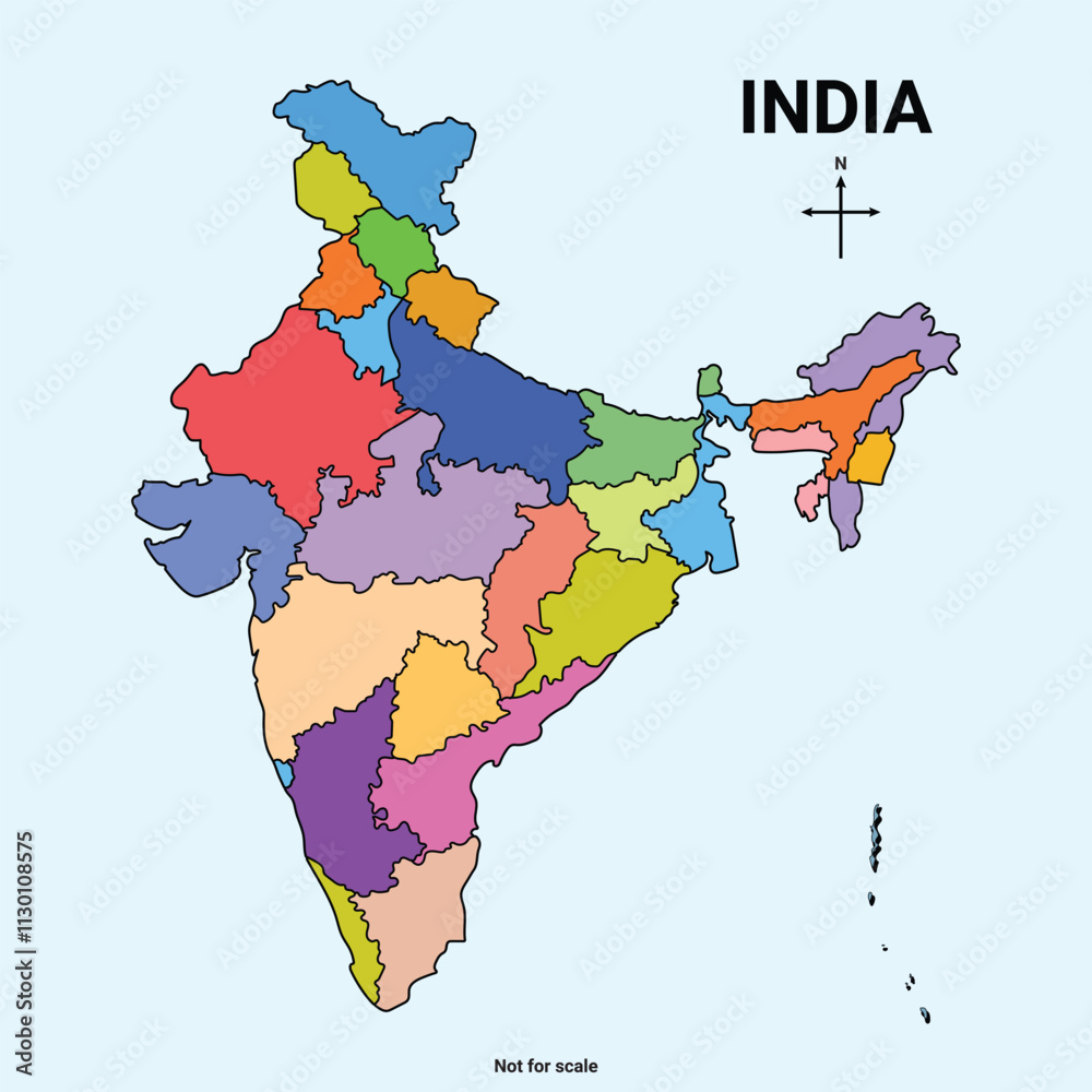 Vecteur Stock Indian map with regional states vector illustration ...