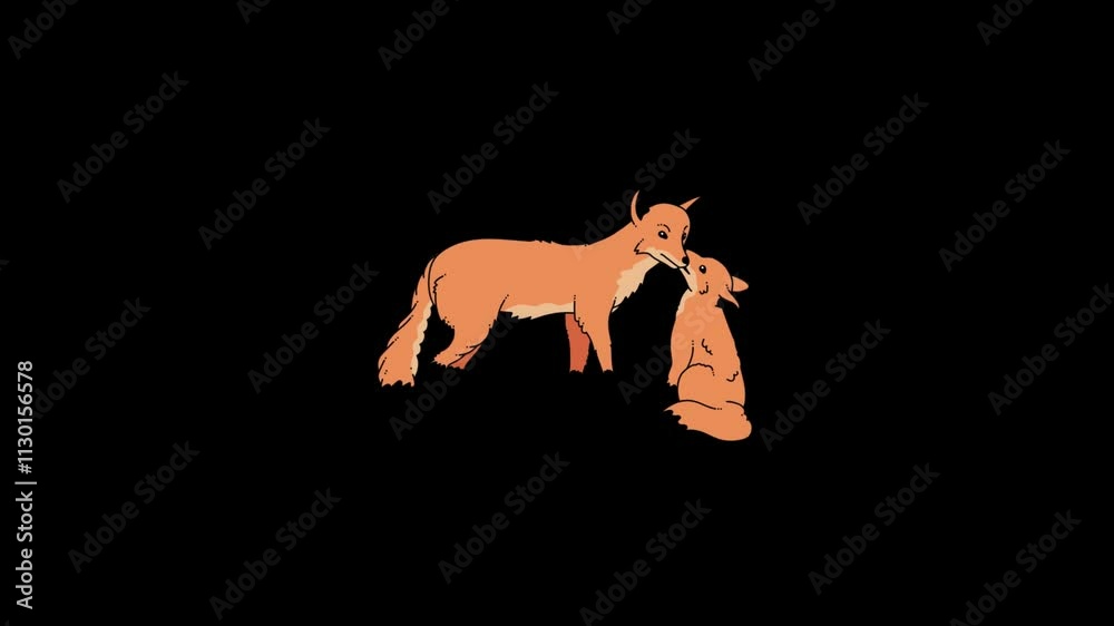cartoon fox animation. Fox icon animation with transparent background ...