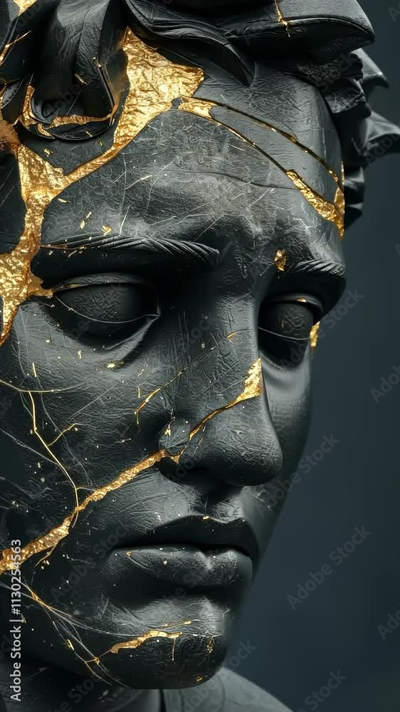 Statue of the Olympic God featuring golden accents, embodying the ...