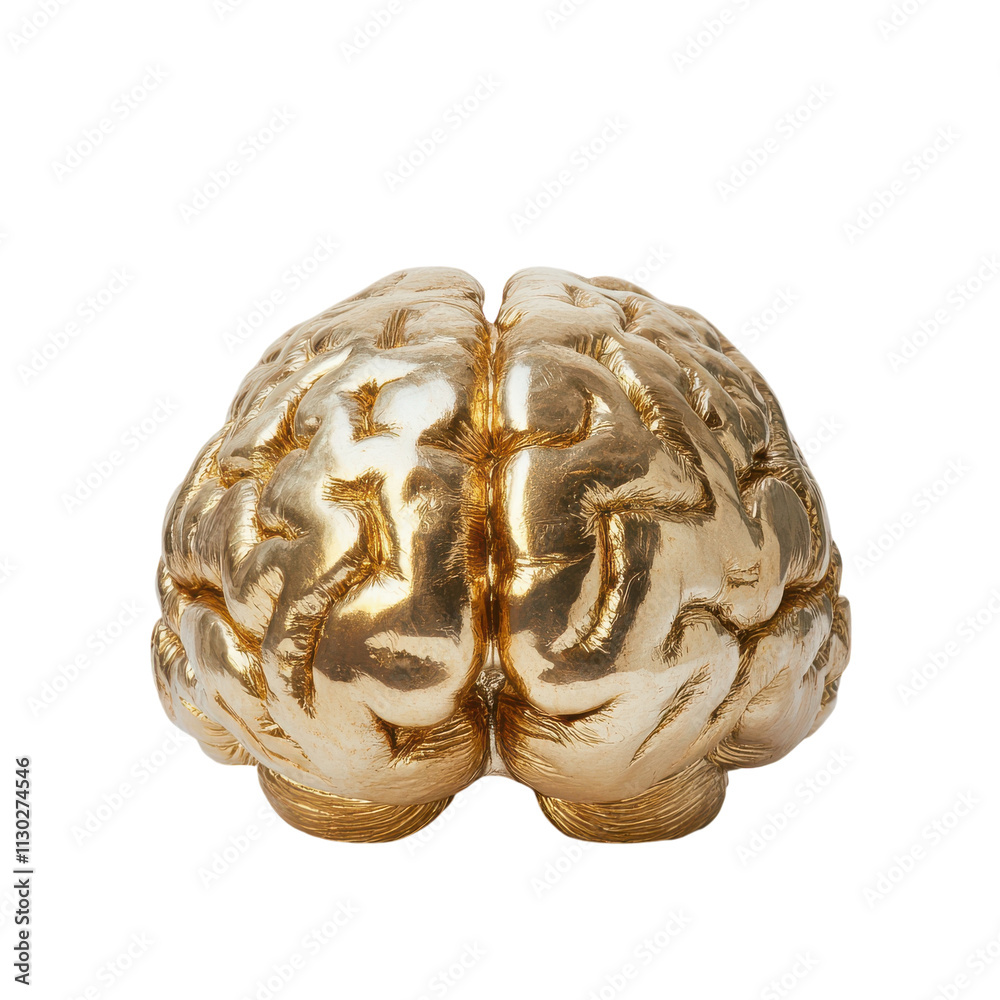 Gold Brain on White Background for Creative Use Transparent PNG ...