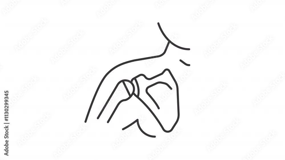 Shoulder x ray line animation. Joint dislocation animated icon. Moving ...