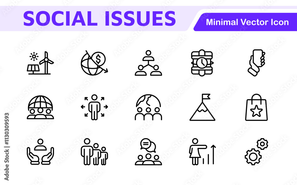 Social Issues Icon Set. Thought-provoking and impactful icons designed ...