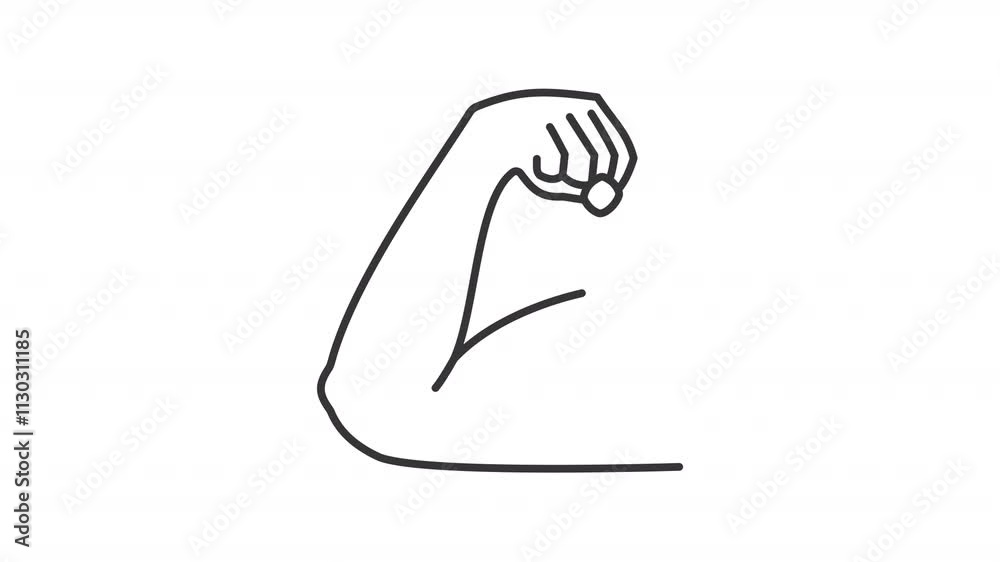 Elbow line animation. Hand animated icon. Squeezing biceps, moving ...