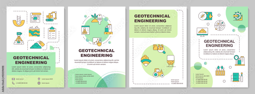 Geotechnical engineering green circle brochure template. Grounds survey ...