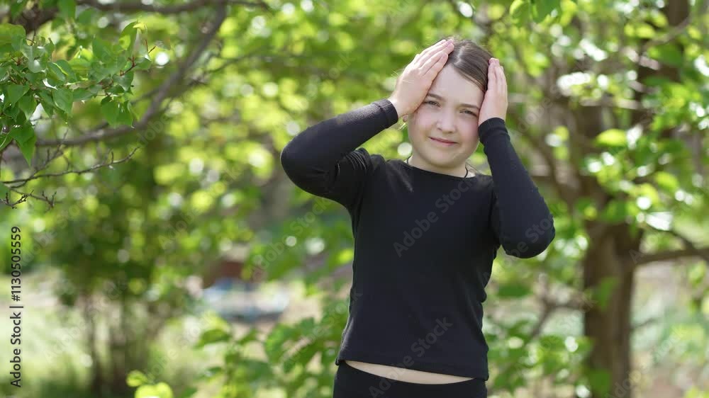 Child Expressing Regret and Confusion While Surrounded by Green Foliage ...