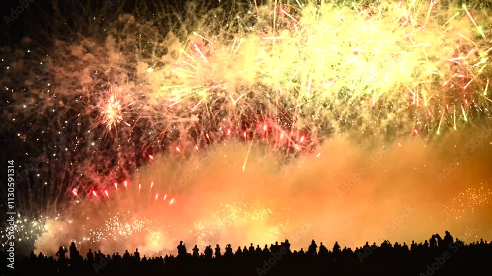 Spectacular New Year 2025 Eve firework show lighting up the night sky ...