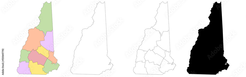 New Hampshire administrative map, New Hampshire outline and counties ...