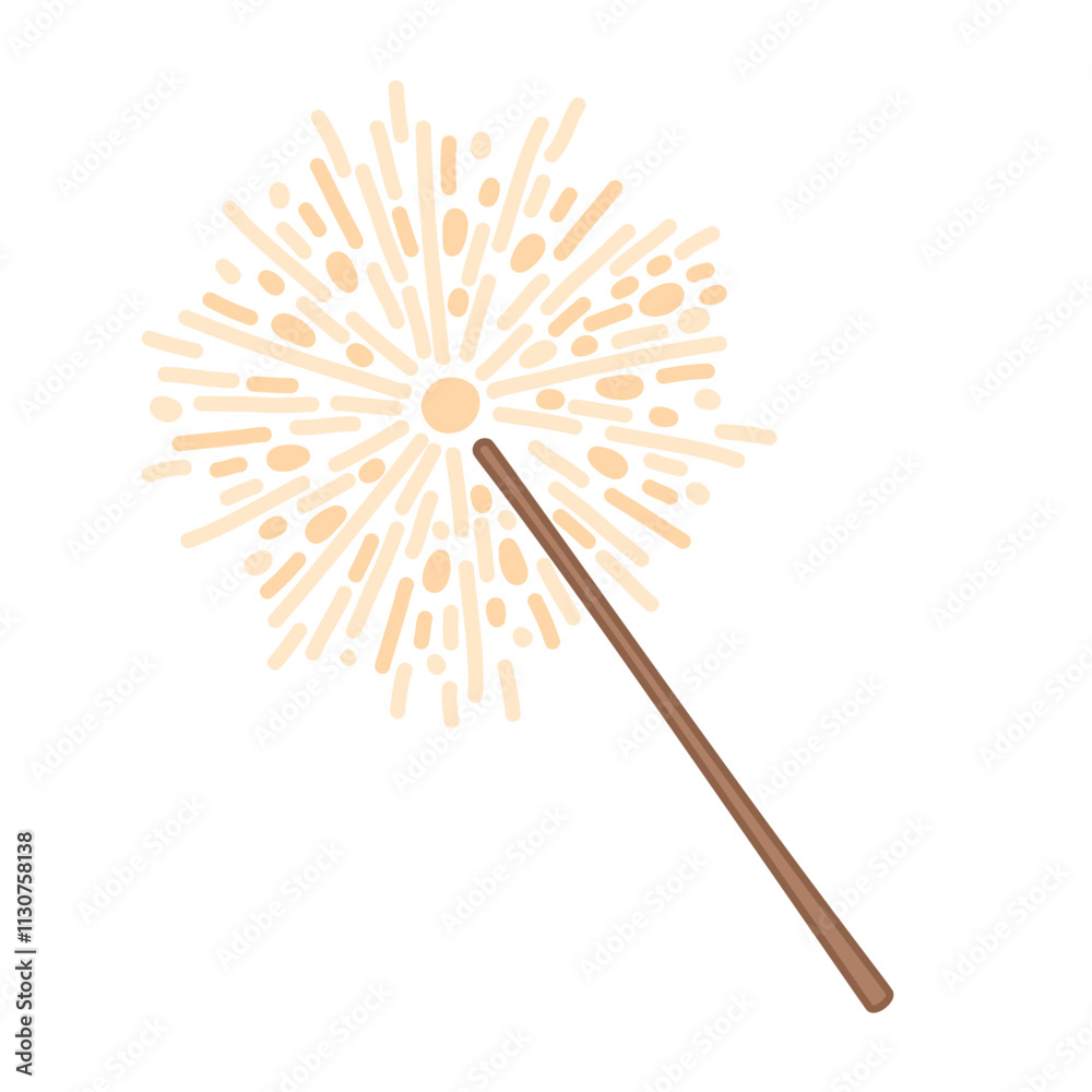 Poster Golden hand-drawn sparkler with radiant lines and warm tones ...