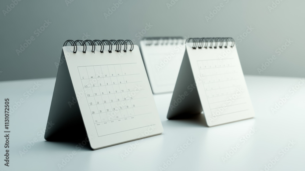 Desk calendar with spiral mockup. Realistic 3d vector set of vertical ...