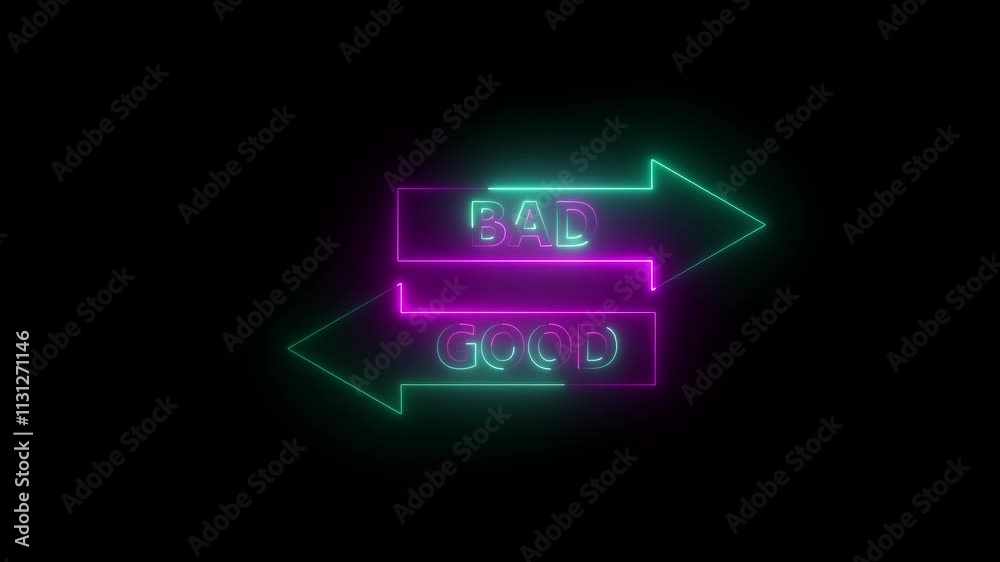 neon glowing arrow night neon arrow good and bad neon street direction ...