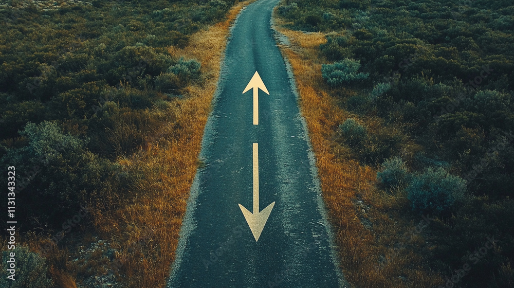 Navigating the way of direction with arrow as sign for making a choice ...