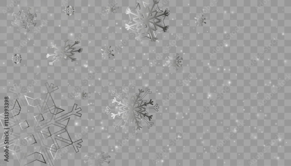 Tiny flying snow flakes illustration. Snowstorm dust freeze shapes ...