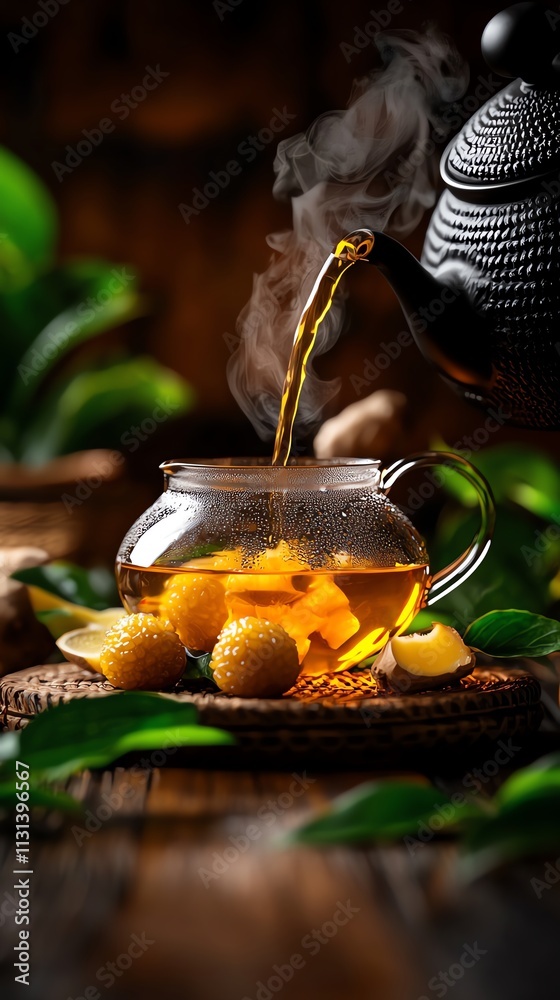 Traditional Indonesian wedang ronde, ginger tea with glutinous rice ...