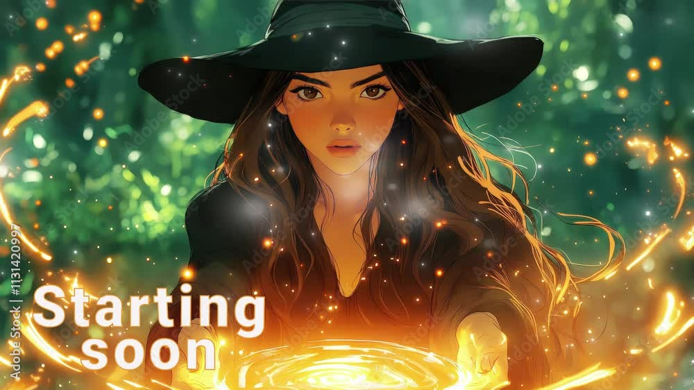 Enchanting sorceress prepares a magical ritual in a mystical forest ...