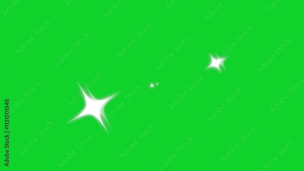 Sparkling Star Animation in Adobe After effects on green screen background. Twinkle light stars ...