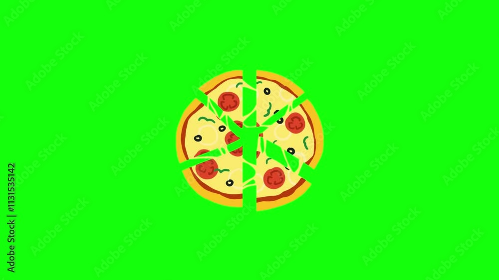 Pizza sliced animation isolated on transparent background. 4k animation ...