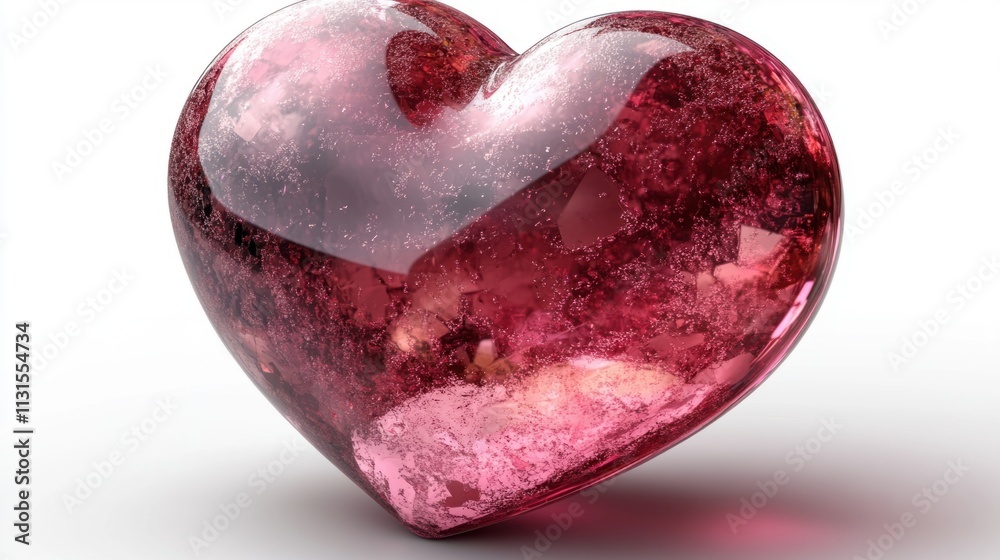 Heart-shaped crystal sculpture studio 3d artwork minimalist close-up ...
