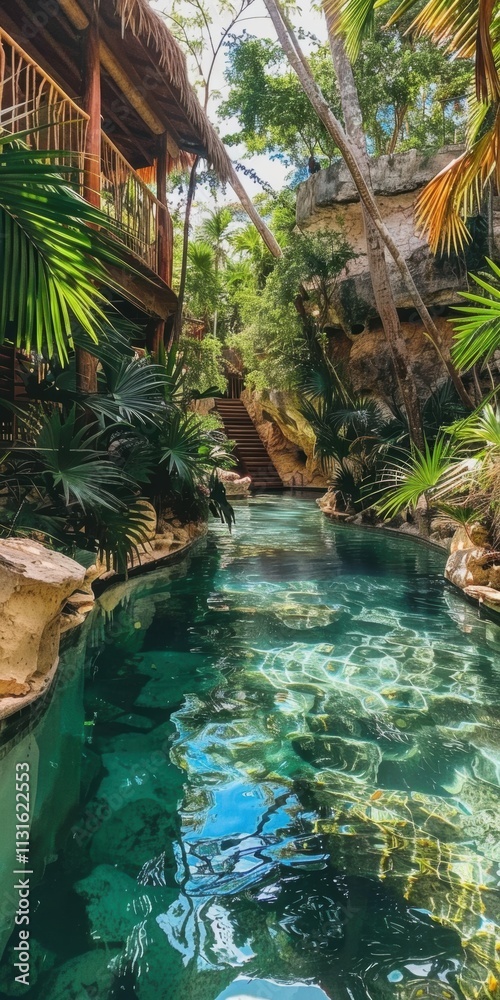 Eco-resort nestled in the lush jungle of Tulum featuring a natural ...