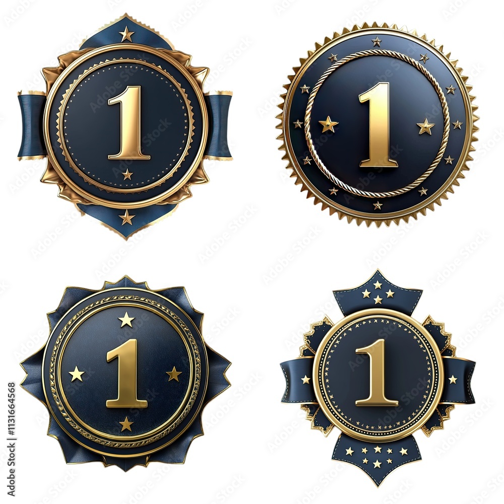 different elegant dark blue and gold circle best quality label with big ...