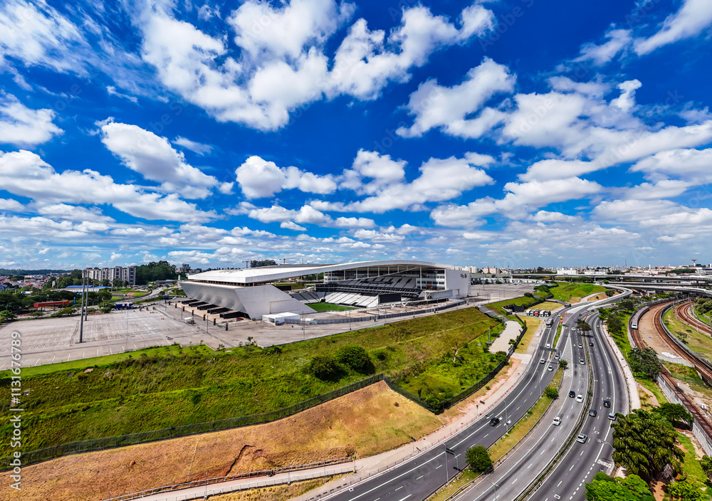 Foto da Neoquímica Arena, em Itaquera, São Paulo, lar do Corinthians. A ...