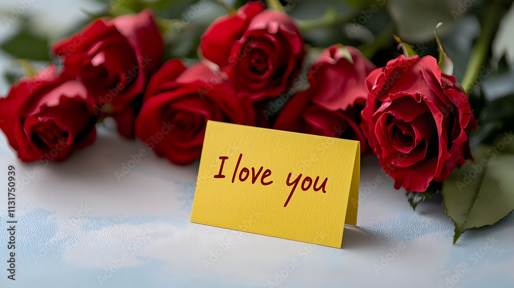 Roses and heartfelt notes create a romantic tableau celebrating love ...