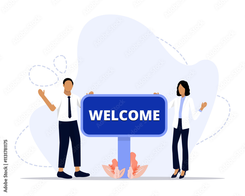 Welcome concept illustration. Suitable for landing page, ui, web, App ...