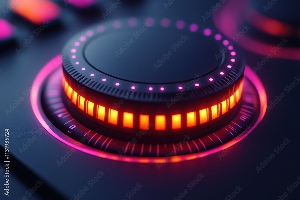 minimalist illuminated volume control dial cyberpunk design with vivid ...