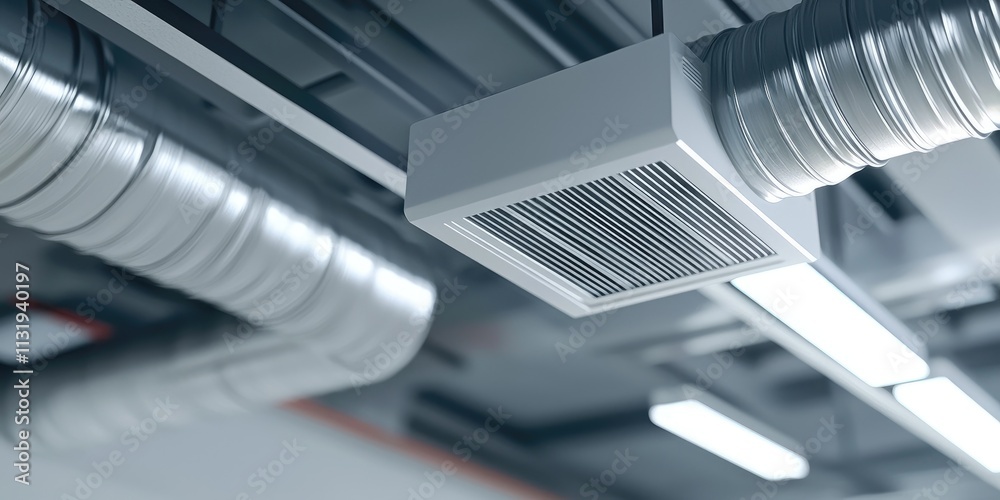 A ventilation system installed in a factory s machinery room, ensuring ...