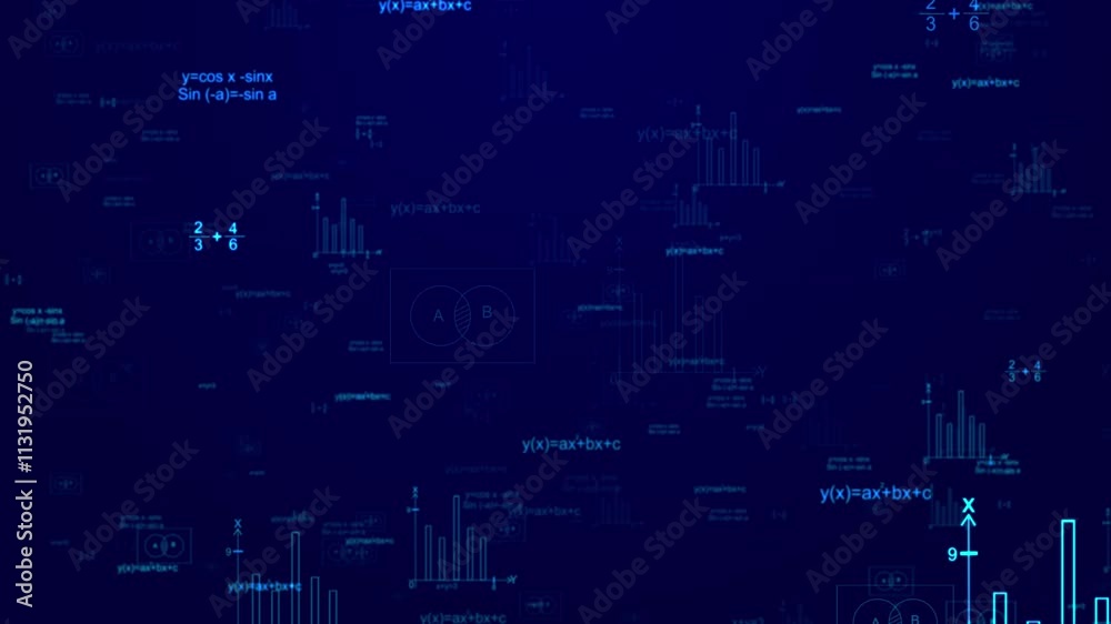 Mathematical Math Formulas Blue Cybersecurity Molecular Digital Made Of Binary Code Calculating