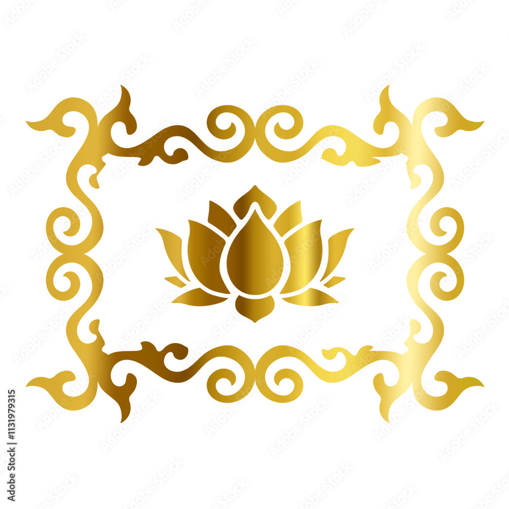 golden ornate decorative vintage lotus frames and scroll elements ...