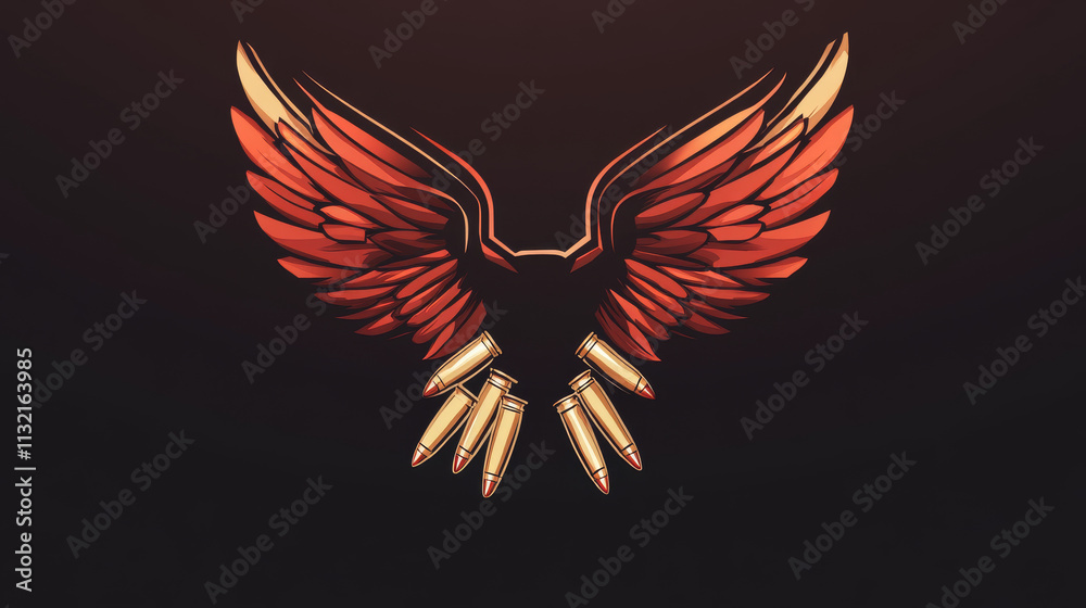 mascot style gun pistol shooting bullets in a perspective. Bullets ...