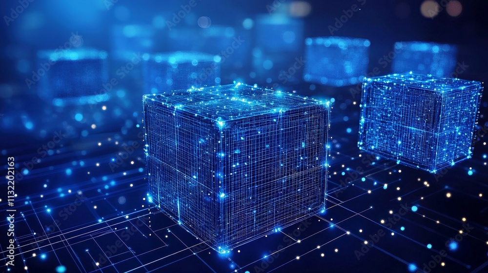 Futuristic blockchain cube digital network. Cube with cyber security ... Futuristic blockchain cube digital network. Cube with cyber security ...