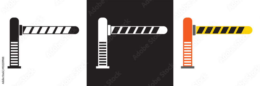Closed barrier gate icon limiting access to restricted area. Vector ...