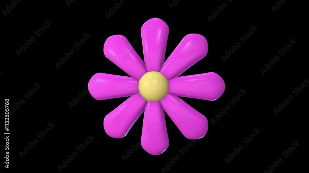 Purple Flower Rotating on a Transparent Background. Seamless Loop ...