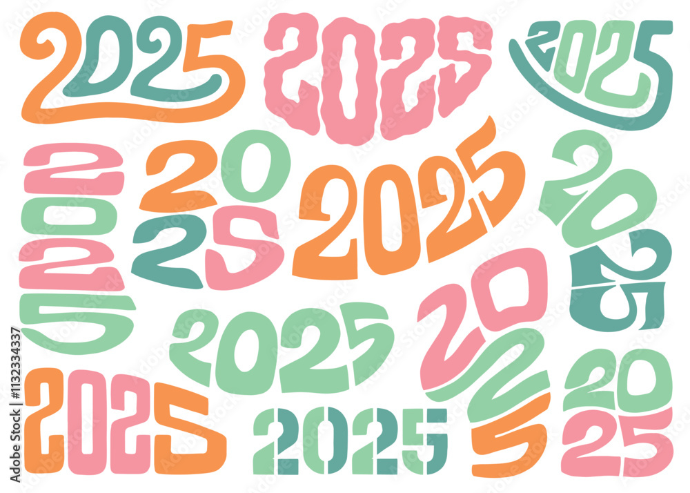 2025 Illustrative lettering compilation set. Vector Lettering design ...
