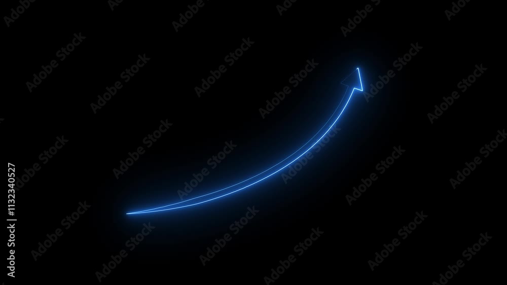 Neon rising arrow animation, success concept. Profit growing icon ...