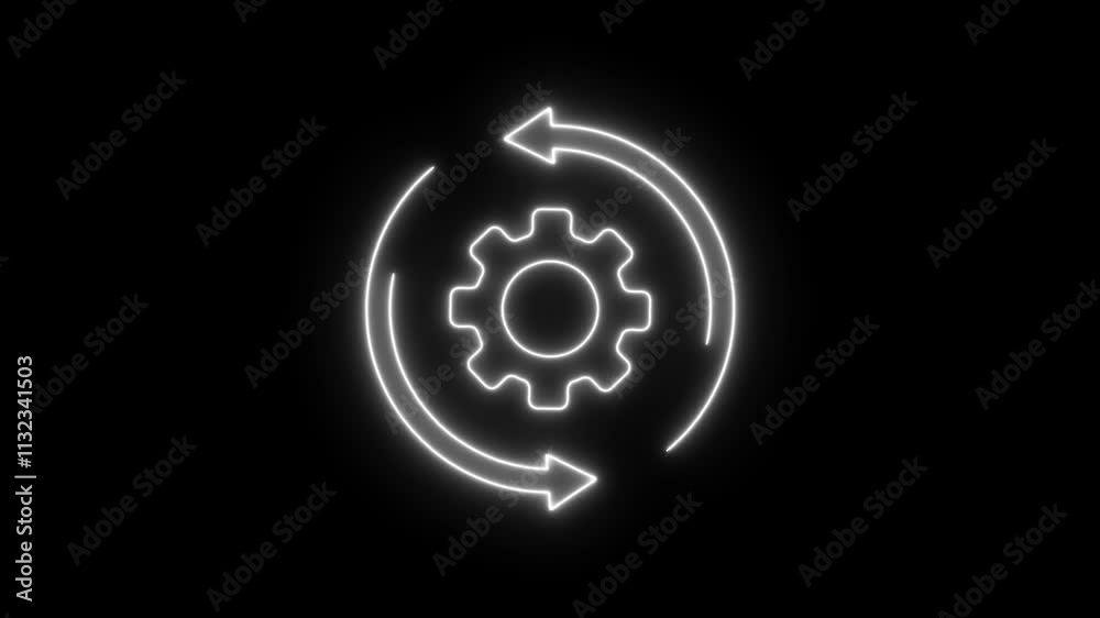 Gear And Arrows Around Agile Element neon light sign . Gears with arrow ...