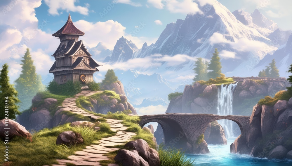Epic Fantasy Realm Stunning Artwork of a Heroic Adventure in a Vibrant ...