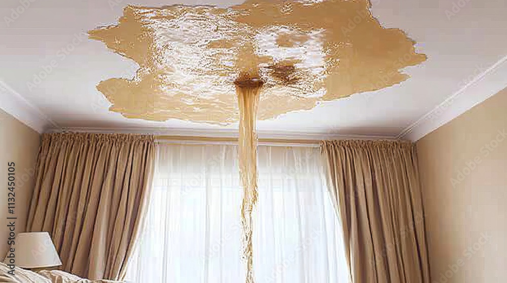 Extensive Ceiling Damage From Water Leak Home Interior Showing Need For ...