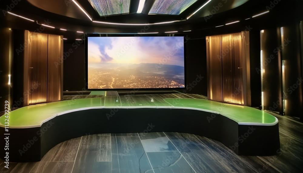 Modern Television Studio with Central Large Screen for News ...