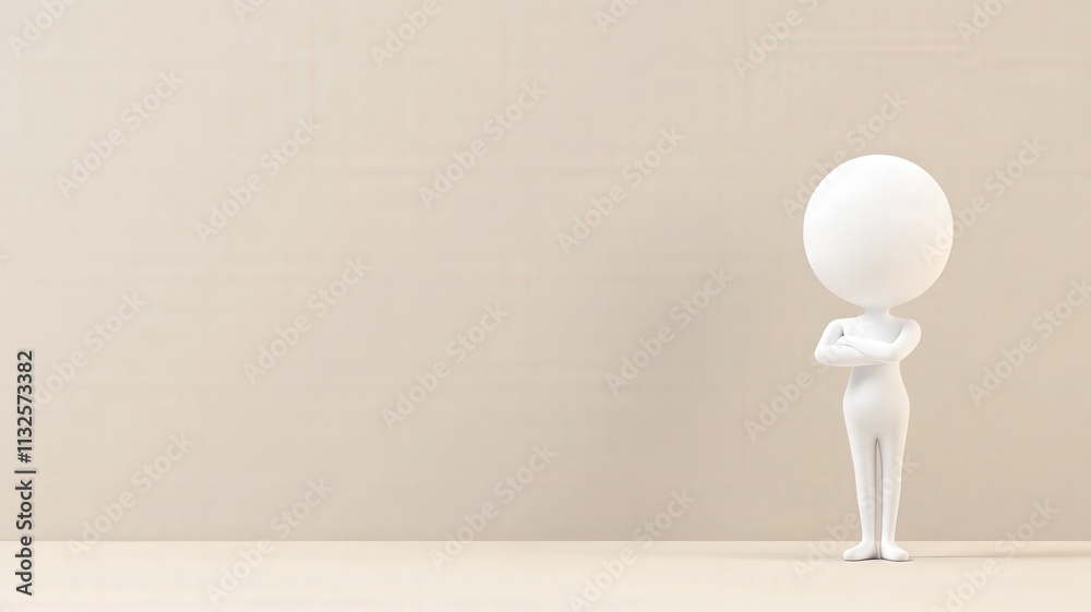 people 3D expressions animated concept. A minimalist figure with a ...
