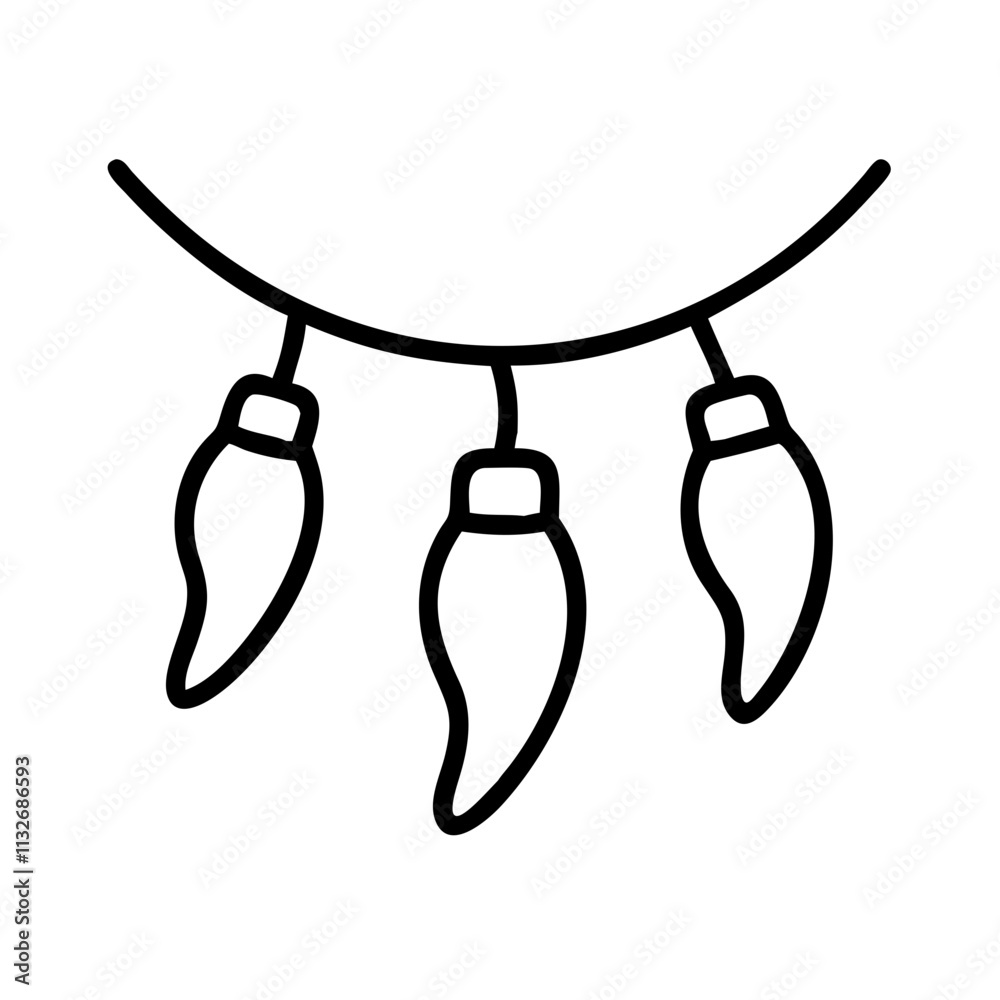 chili pepper lights icon, cinco de mayo line art, mexican fiesta icon ...