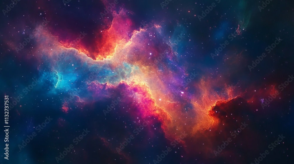 Breathtaking cosmic display of vibrant nebula clouds with rich colors ...
